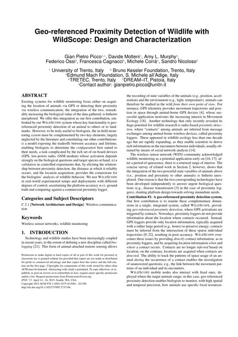 Pdf Geo Referenced Proximity Detection Of Wildlife With Wildscope Design And Characterization