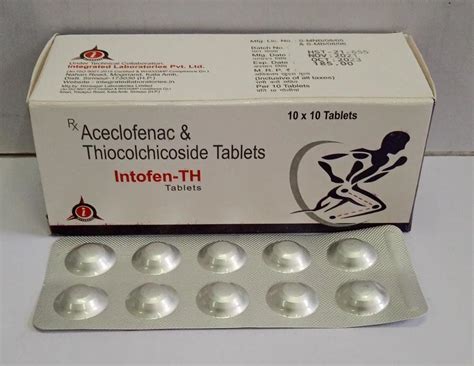 Tablet Aceclofenac 100mg Thiocolchicoside 4mg Tab Intofen Th For Inflammation In
