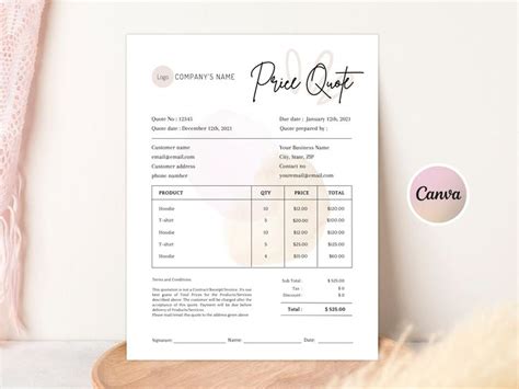 Price Quotation Template Editable Quotation Sheet Canva Template