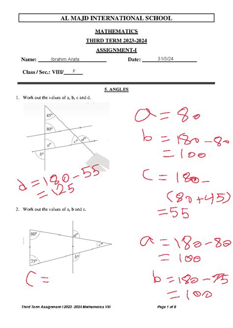 assignment 1 1 mathematics third term 2023 assignment i name date