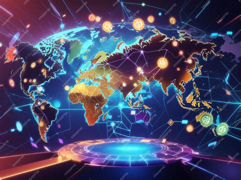 Premium Ai Image Futuristic Blockchain Technology Hud Background