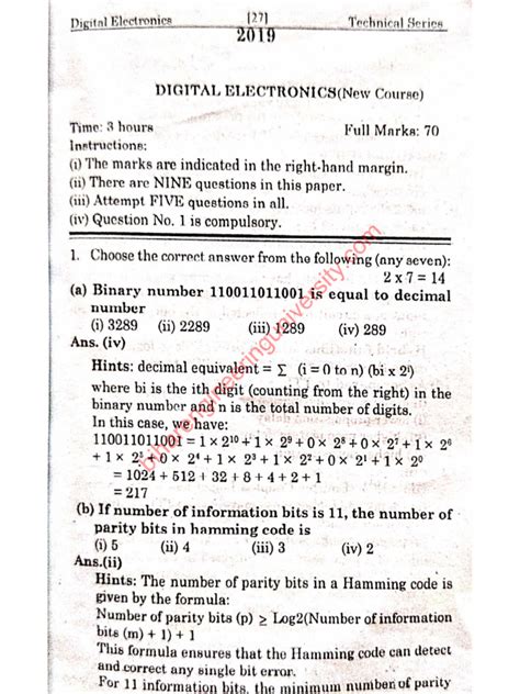 Digital Electronics 2019 Beu Pyq Solution Pdf