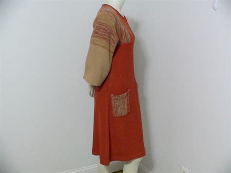 1970s New With Tags Acrylic Knit Rust And Tan Dre Gem