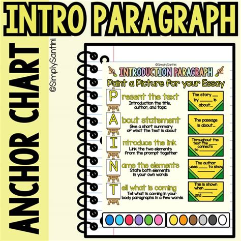 Tda Anchor Chart Introduction Paragraph Grades 3 5 By Simply Santini