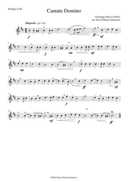 Cantate Domino By Pitoni For Brass Quartet Sheet Music Digital Sheet