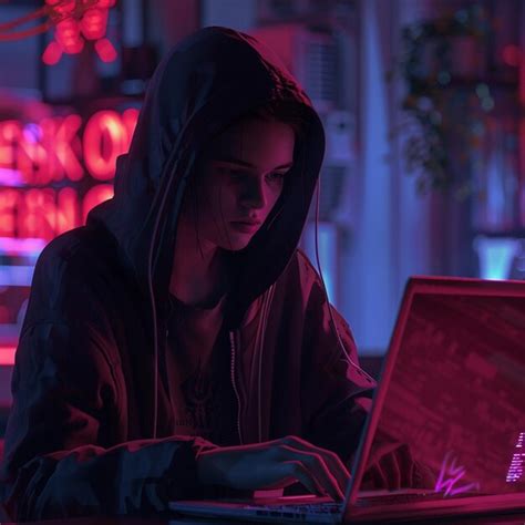 A Hackers Latenight Coding Session Premium Ai Generated Image