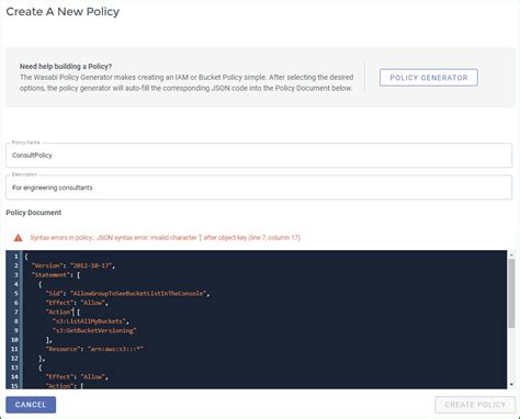 Creating And Deleting A Policy