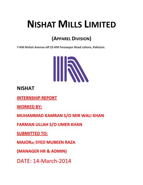 Internship Report By Kamran Docx