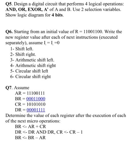 Solved 5 Design A Digital Circuit That Performs 4 Logical