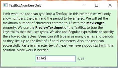 Wpf Textbox Only Accepts Numbers