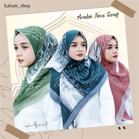 Quadrilateral Hijab Hijab Voal Motif Korean Java Arabian Newspaper