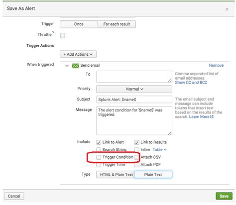 Adding Alert Trigger Condition Token To Email Splunk Community