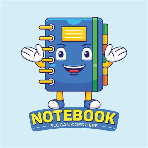 Notebook Mascot Logo Vector In Flat Design Style 2420313 Vector Art At