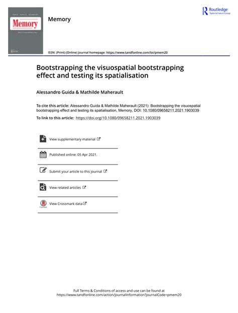 Pdf Bootstrapping The Visuospatial Bootstrapping Effect And Testing Its Spatialisation