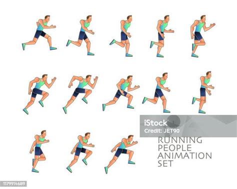 남자 실행 주기 애니메이션 스프라이트 시트입니다 프레임별 애니메이션 프레임 실행 벡터 달리기에 대한 스톡 벡터 아트 및 기타 이미지 달리기 사람들 자전거 Istock