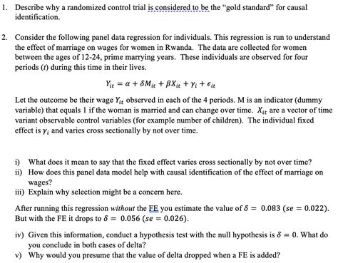 Solved 1 Describe Why A Randomized Control Trial Is