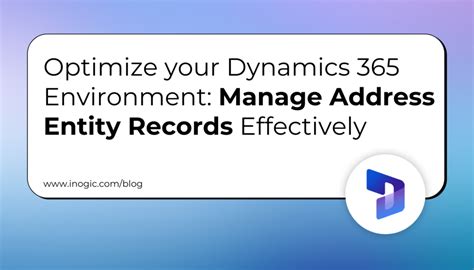 Optimize Your Dynamics 365 Environment Manage Address Entity Records