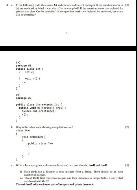 Solved In The Following Code The Classes Ict And Cse Are In