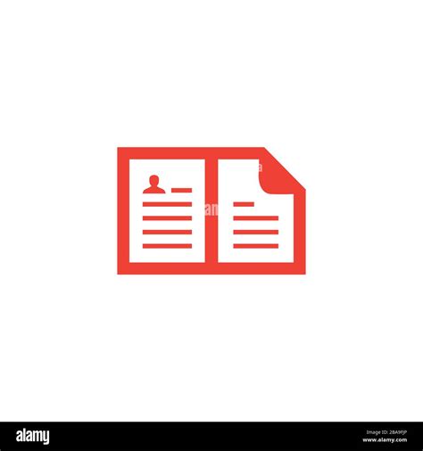 Resume Red Icon On White Background Red Flat Style Vector Illustration