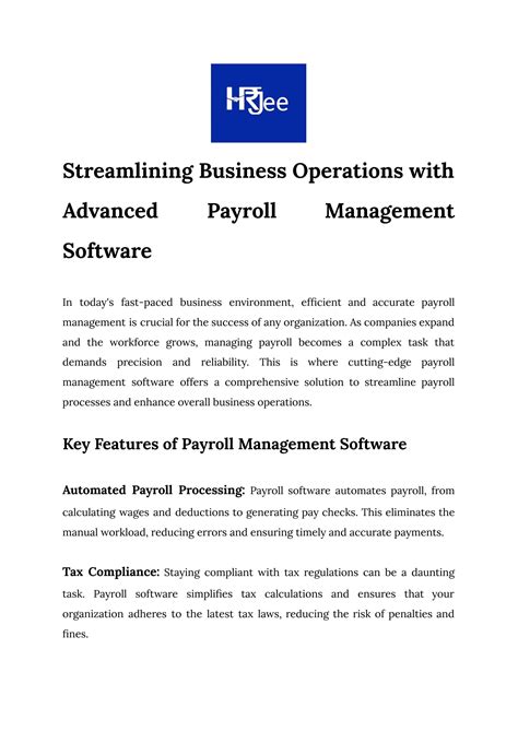 streamlining business operations with advanced payroll management software by hrjee issuu