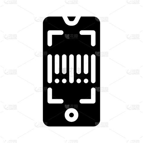 条形码扫描器应用字形图标矢量插图