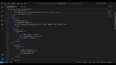 Ulli Mahesh Kumar On Linkedin Today I Made My First Html Basic Portfolio Page 🤠 I Learnt The