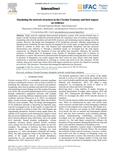 Pdf Simulating The Network Structures In The Circular Economy And