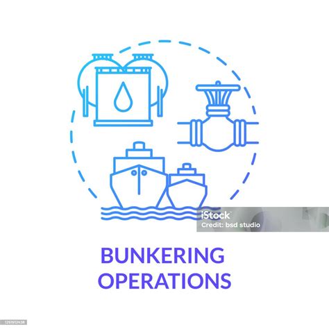 벙커링 작업 블루 컨셉 아이콘 연료를 공급하는 선박 보트에 석유를 제공합니다 선박 유지 보수 아이디어 얇은 선 일러스트 벡터