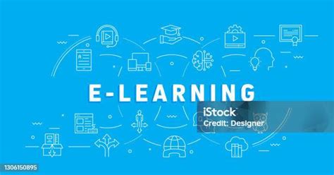 E러닝 온라인 교육 및 거리 교육 관련 현대 벡터 일러스트레이션 학습에 대한 스톡 벡터 아트 및 기타 이미지 학습