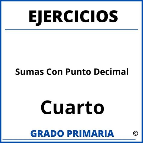 Ejercicios Para 4 Cuarto Grado De Primaria De Repaso