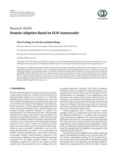 Pdf Domain Adaption Based On Elm Autoencoder