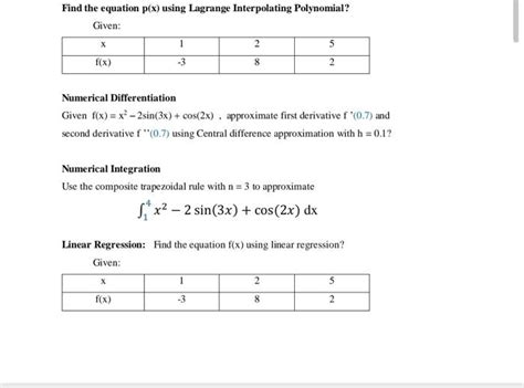 solved find the equation p x using lagrange interpolating