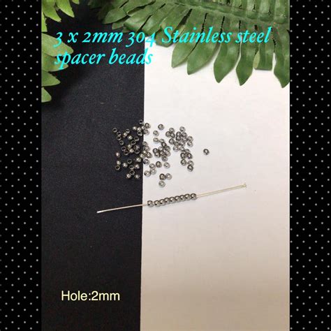 3x2mm 304 Stainless Steel Spacer Beads Est 30pcs Craftezonline