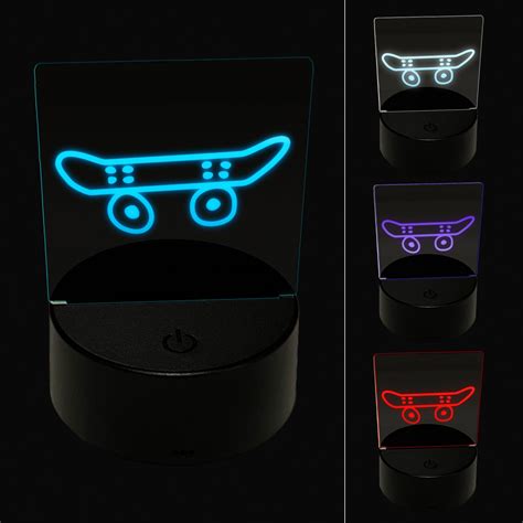 Skate Board Boarding Doodle Led Night Light Sign 3d Illusion Desk