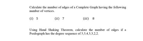 Solved Calculate The Number Of Edges Of A Complete Graph