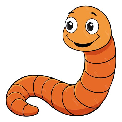 Cute Cartoon Style Worm Character Vector File Illustrator Premium