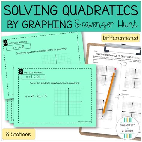 Solving Quadratic Equations By Graphing Activity Scavenger Hunt Tpt