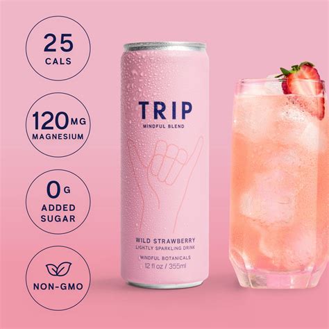 Trip Lightly Sparkling Adaptogen Drink Wild Strawberry Non Alcoholi
