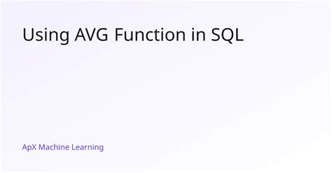 Using Avg Function In Sql Using Avg Function In Sql