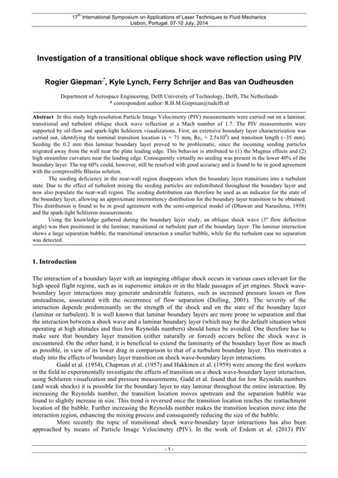 Pdf Investigation Of A Transitional Oblique Shock Wave Reflection