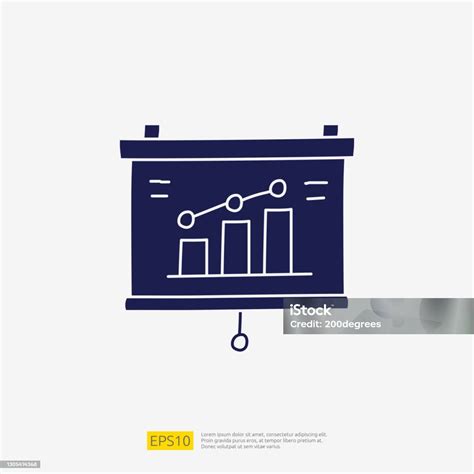 그래픽 차트 문서와 데이터 보고서 및 프리젠 테이션 개념 낙서 글리프 아이콘 비즈니스 전략 일러스트레이션관련 통계과학 기술