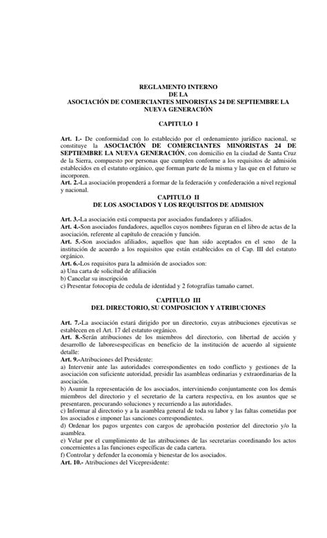 Modelo De Reglamento Interno De Una AsociaciÓn 2025