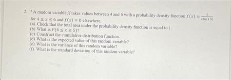 solved x 1 5 2 a random variable x takes values between 4