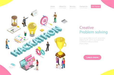 Premium Vector Isometric Flat Vector Landing Page Template Of Hackathon Hack Marathon Coding