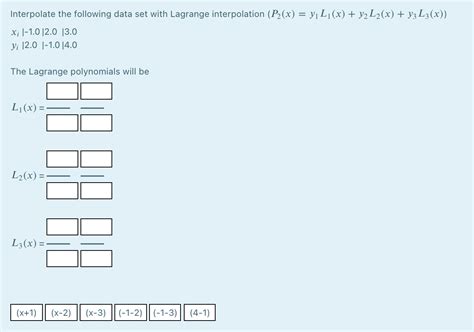 Solved Interpolate The Following Data Set With Lagrange