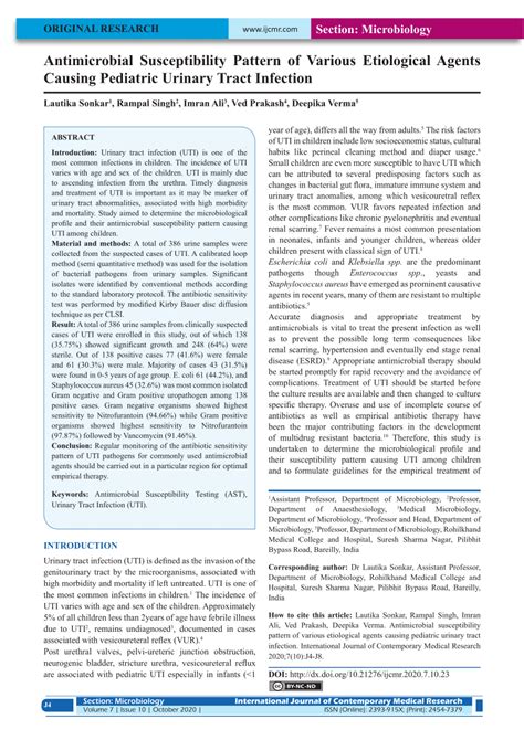 Pdf Antimicrobial Susceptibility Pattern Of Various Etiological Agents Causing Pediatric