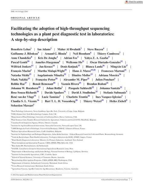 Pdf Facilitating The Adoption Of High Throughput Sequencing Technologies As A Plant Pest