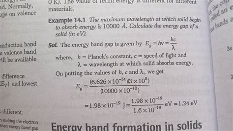 Example 141 The Maximum Wavelength At Which Solid Begin To Absorb Energy