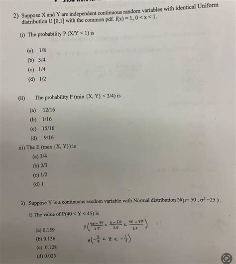 Solved 2 Suppose X And Y Are Independent Continuous Random