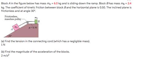 Solved Block A In The Figure Below Has Mass M A Kg And Chegg Com